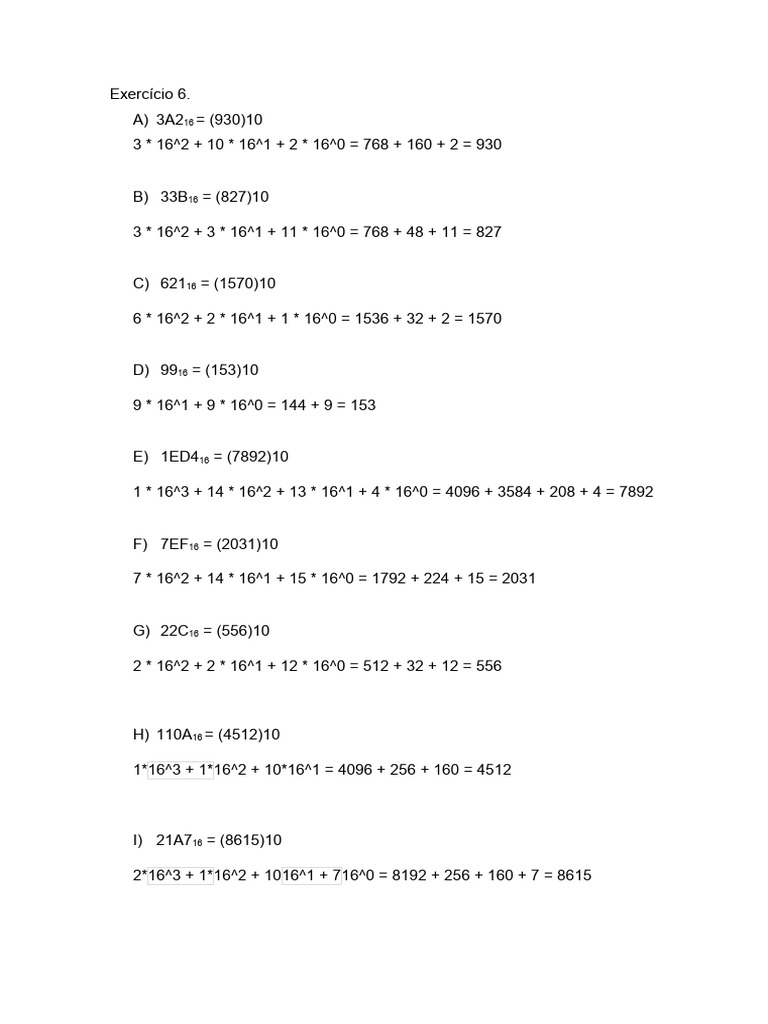 Hexadecimal to Decimal Conversions | PDF | Technology & Engineering | Teaching Methods & Materials