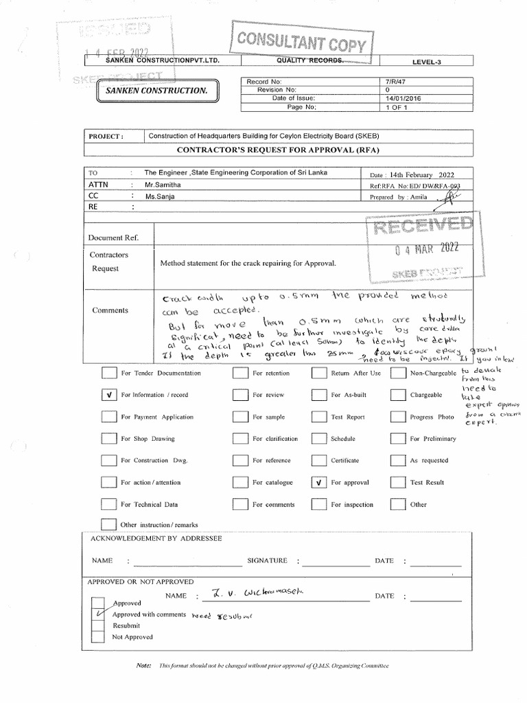 SKEB-ED-MS - (Method Statement For The Crack Repairing, 14.02.2022) | PDF