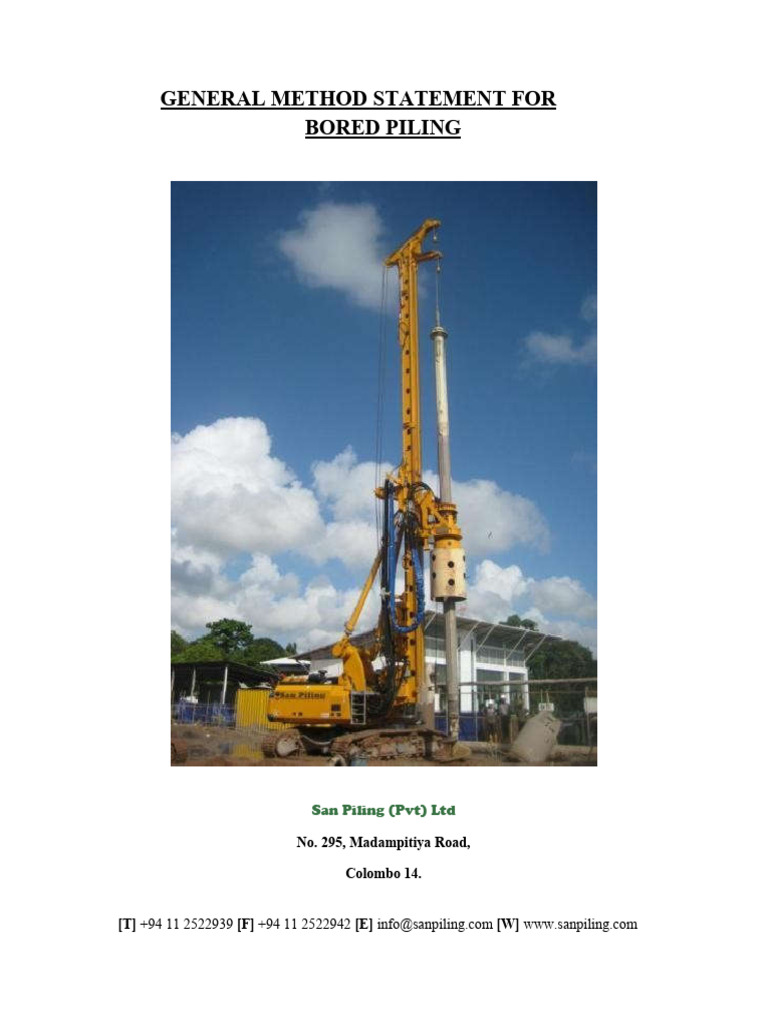 SKEB-ED-MS-002 (Method Statement For Piling Work, 06.09.2021) | PDF | Deep Foundation | Civil ...