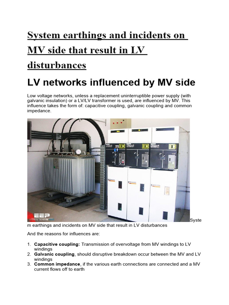 System Earthings and Incidents On MV Side That Result in LV Disturbances | PDF | Transformer ...