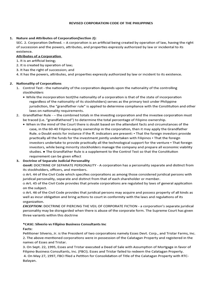 Revised Corpo Code - Syllabus Nako | PDF | Piercing The Corporate Veil ...