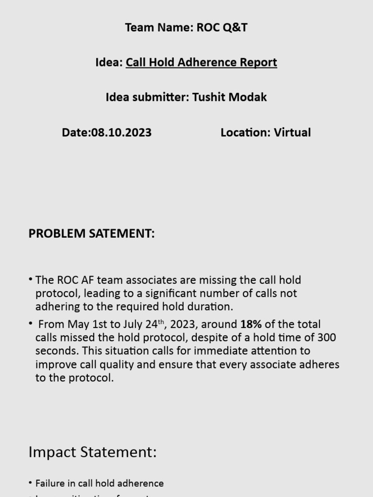 Call Hold Protocol Adherence | PDF | Leadership | Systems Theory