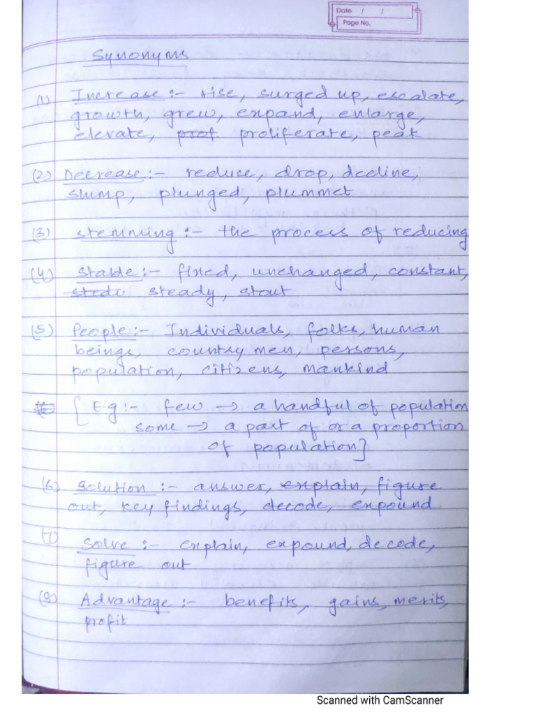 Synonyms Notes | PDF