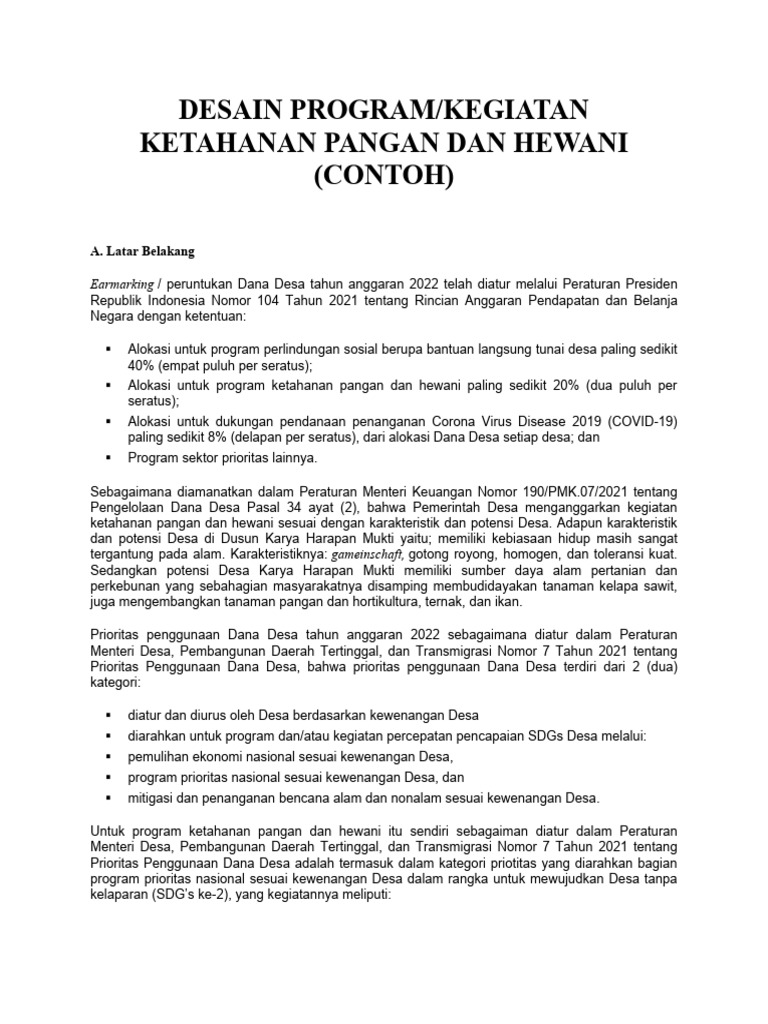 Desain Program Ketahanan Pangan | PDF