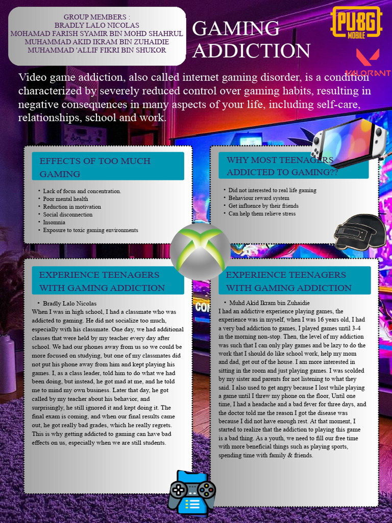 English Gaming Addiction Poster | PDF | Adolescence | Mental Health