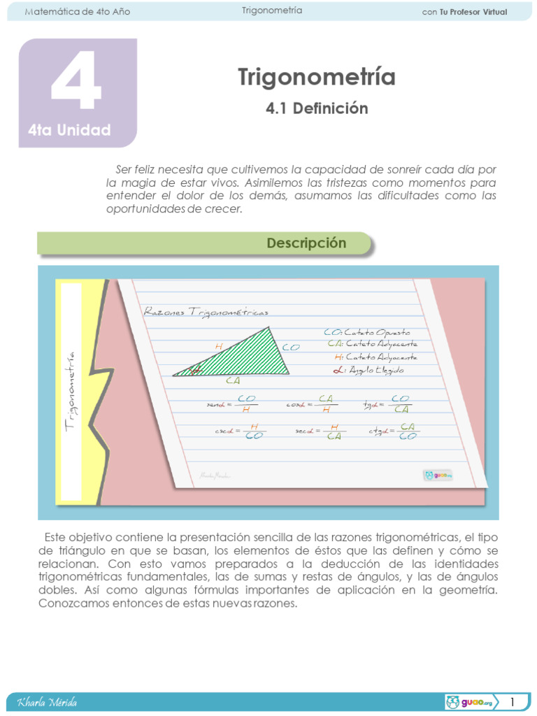 Trigonometría. Definición - 0 | PDF | Funciones trigonométricas ...