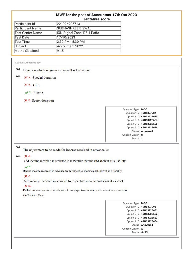 Accounts | PDF | Multiple Choice | Evaluation