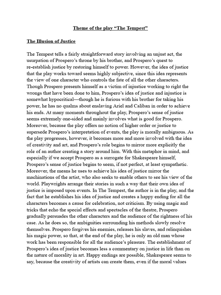 Theme of The Play "The Tempest" | PDF | The Tempest