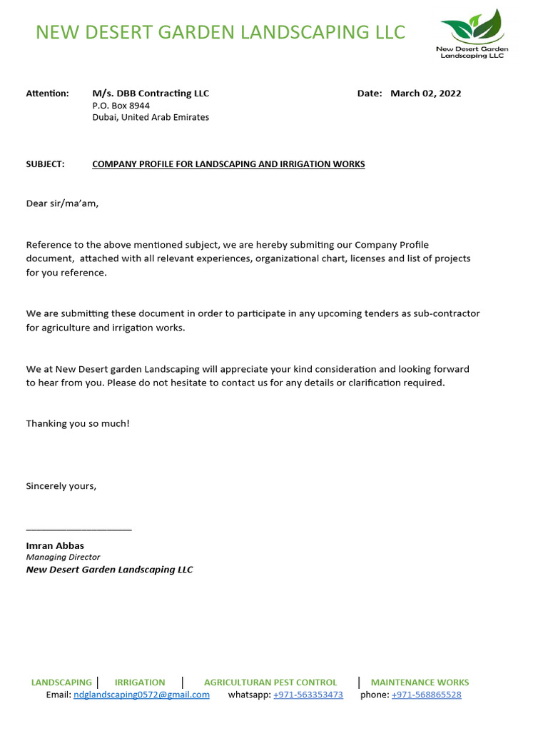 Letter To Contractor | PDF