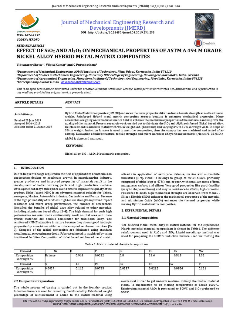 EFFECT OF SiO2 AND Al2O3 ON MECHANICAL PROPERTIES | PDF | Composite Material | Alloy