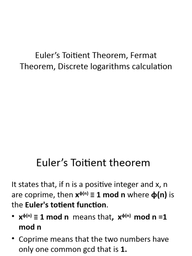 Euler Function Pdf Public Key Cryptography Prime Number 