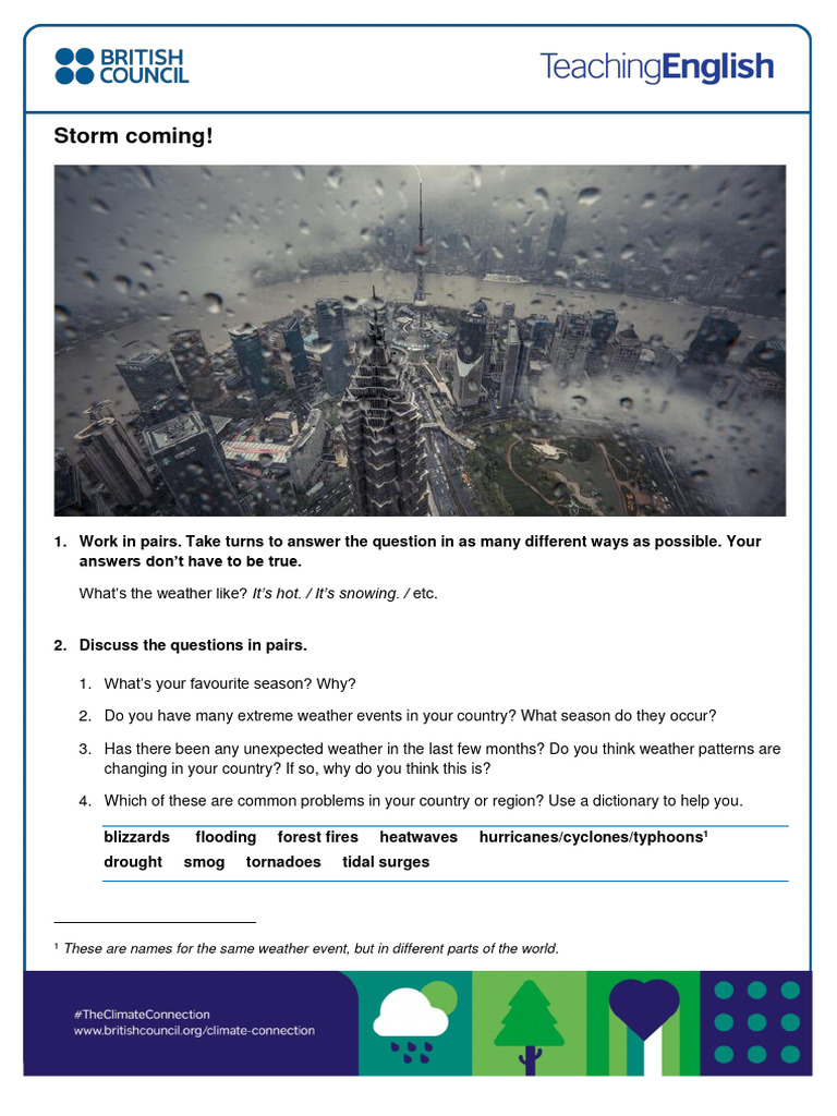 Storm Coming Student Worksheet | PDF | Storms | Weather