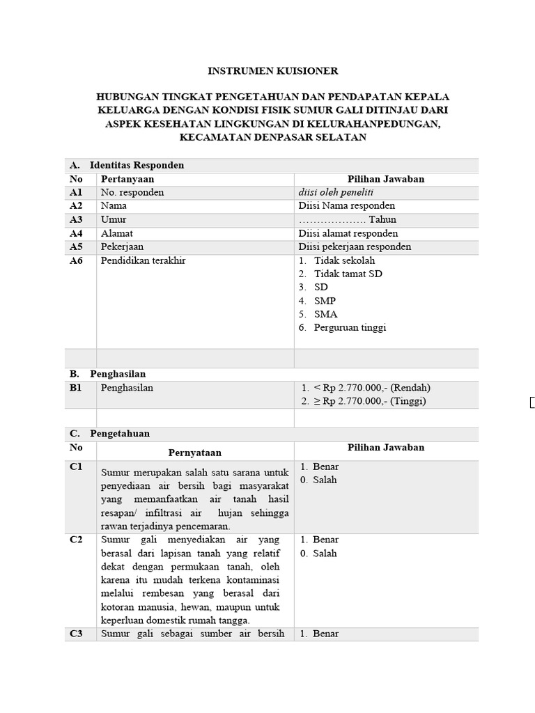 Instrumen Survey | PDF