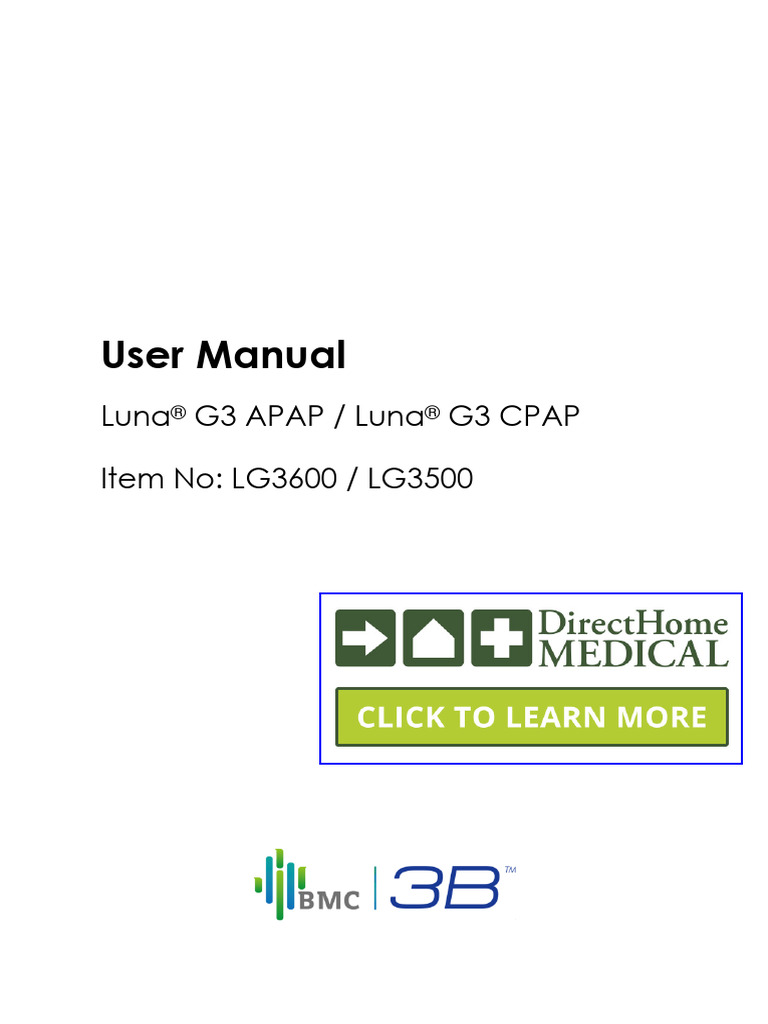 Luna g3 Cpap Apap User Manual | PDF | Icon (Computing) | Clinical Medicine