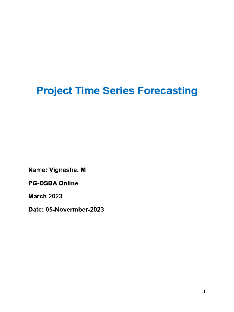 Project Time Series Forecasting Pdf Autoregressive Integrated