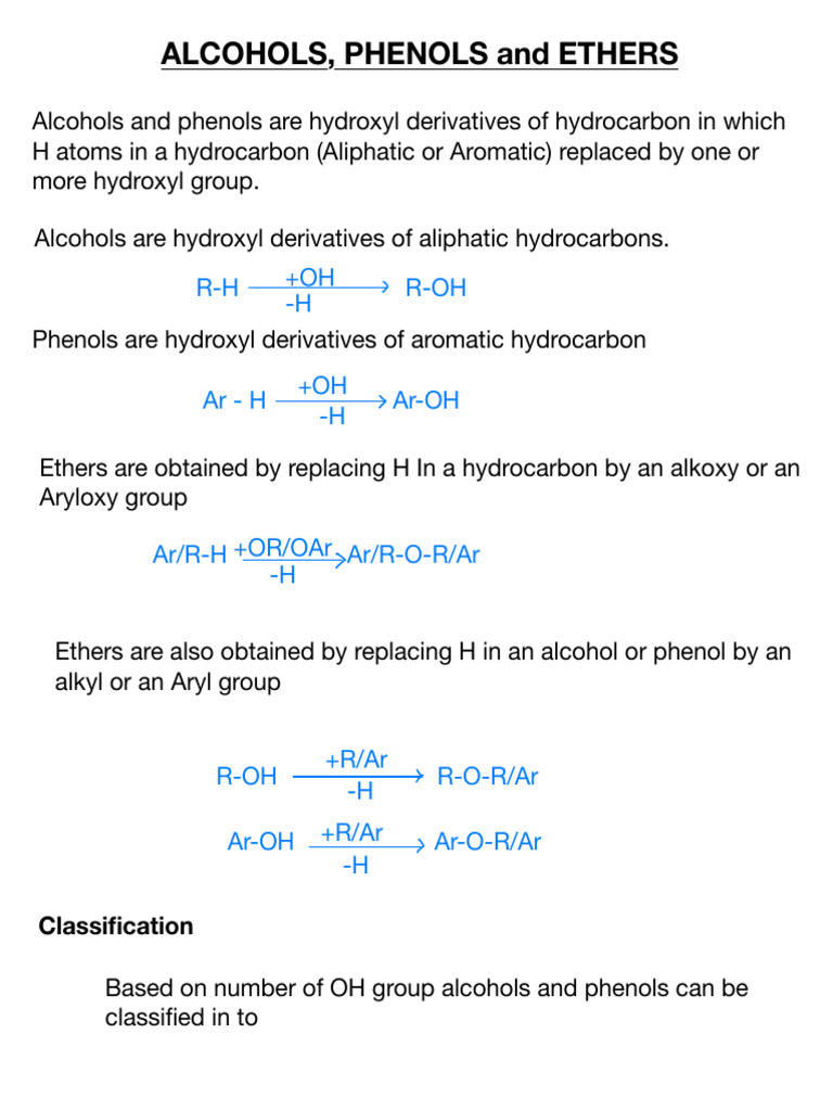 Chemistry of Alcohols & Ethers | PDF | Ether | Ethanol