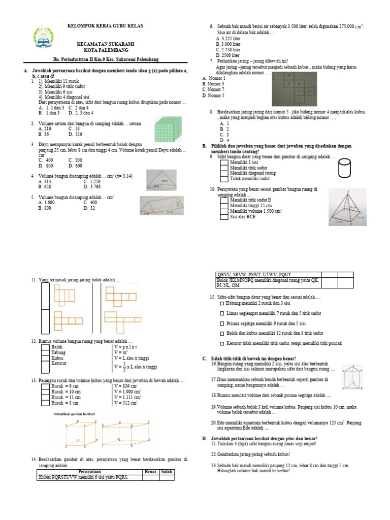 Soal PTS MTK KLS 5 SM. 2 | PDF