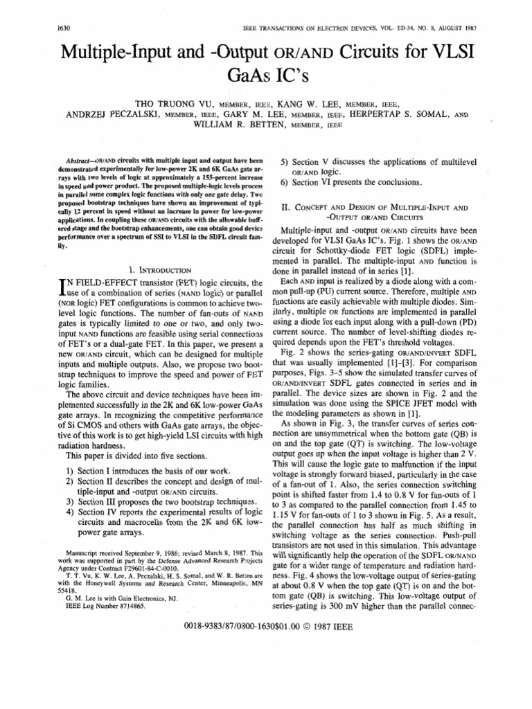 Thotruongvu 1987 | PDF | Logic Gate | Field Effect Transistor