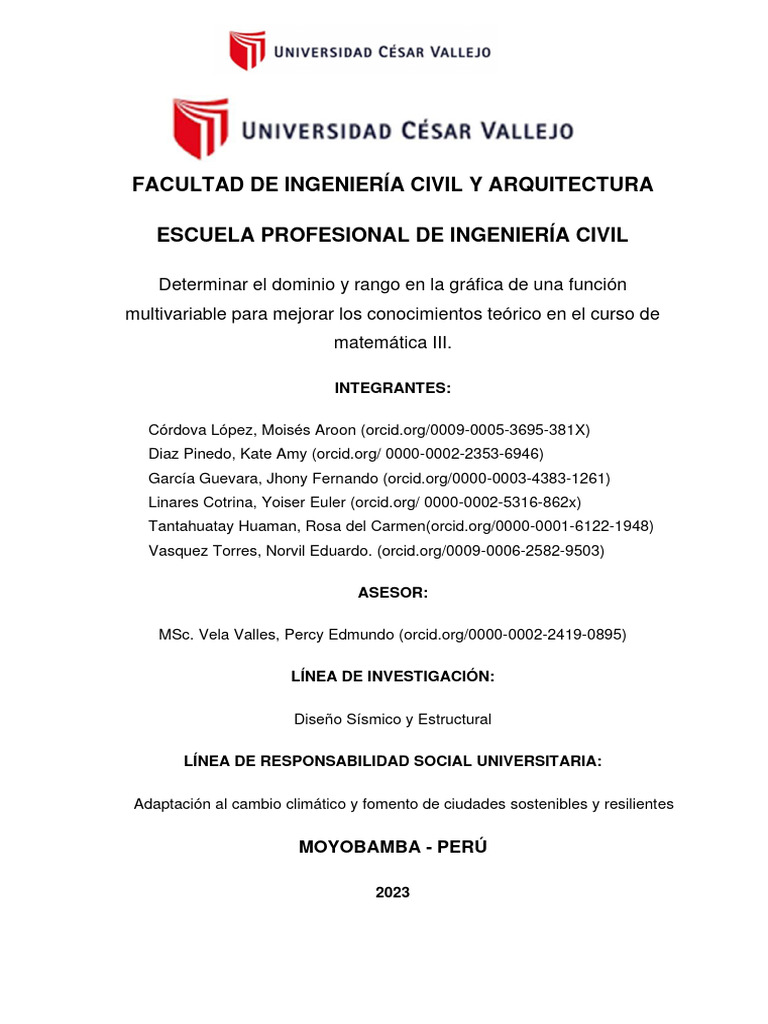 INFORME MATE III 1 UNIDAD Term | PDF | Función (Matemáticas) | Variable (Matemáticas)
