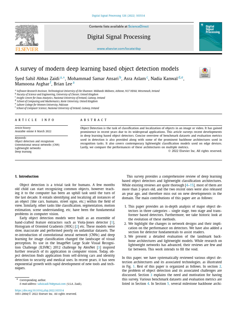 A Survey of Modern Deep Learning Based Object Detection Models | PDF ...