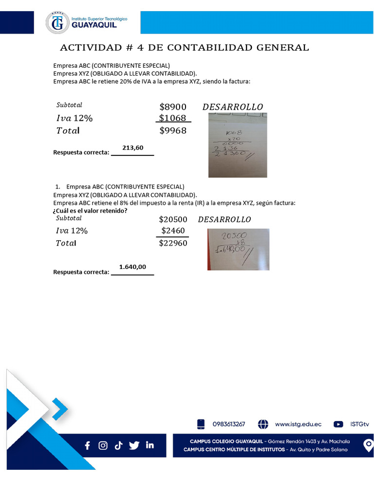 Retenciones y Asientos Contables ABC y XYZ | PDF | Impuesto al valor ...