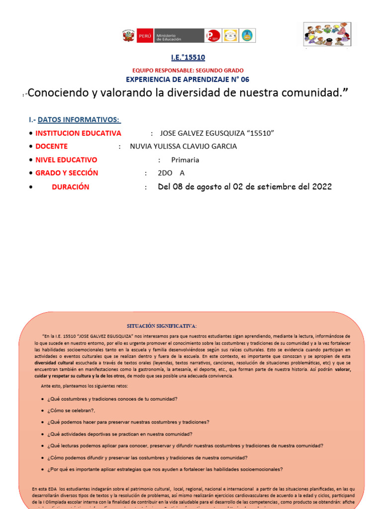1 Experiencia de aprendizaje N°6 | PDF | Las emociones | Evaluación
