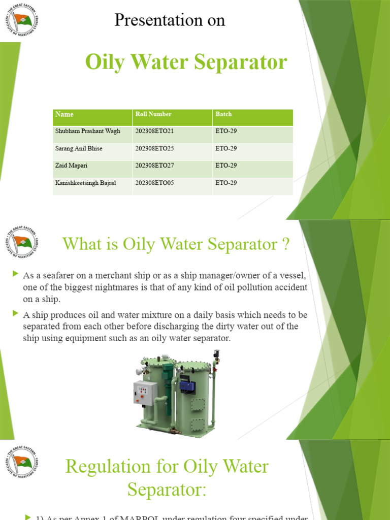 Oily Water Separator: Operation & Regulations | PDF | Environmental ...