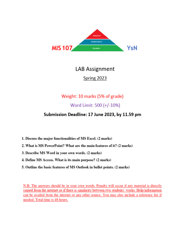 MIS107 LAB Assignment | PDF MIS107 LAB Assignment | PDF