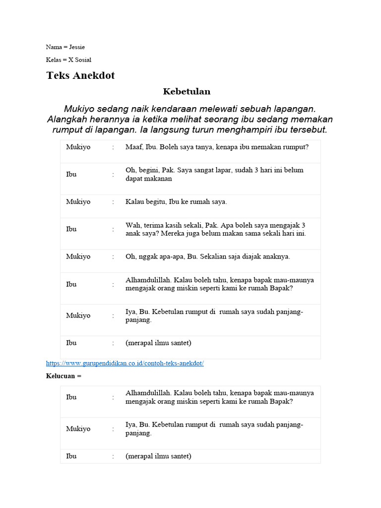 Bahasa Indonesia Anekdot Karikatur Kelucuan Pesan Moral | PDF