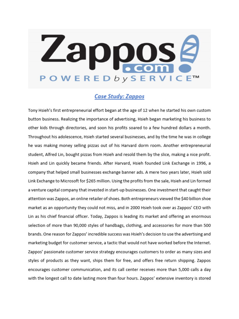 MIS 107 Case Study 7 | Download Free PDF | Zappos | Business Economics