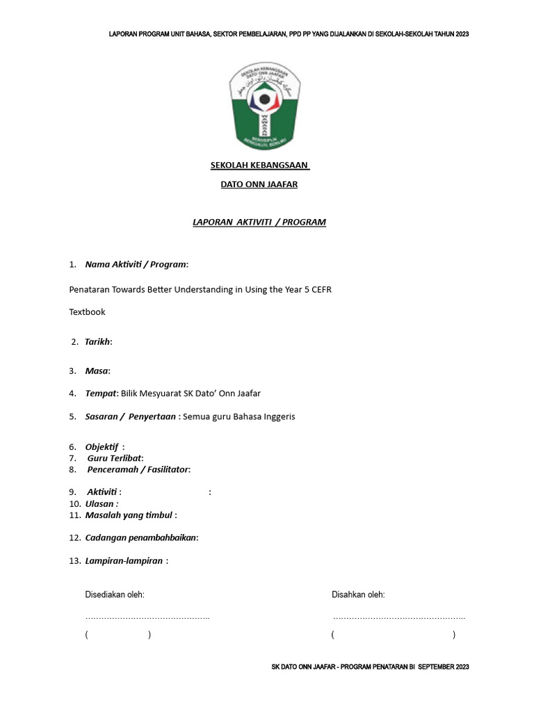 Contoh Laporan Penataran Program Bi | PDF