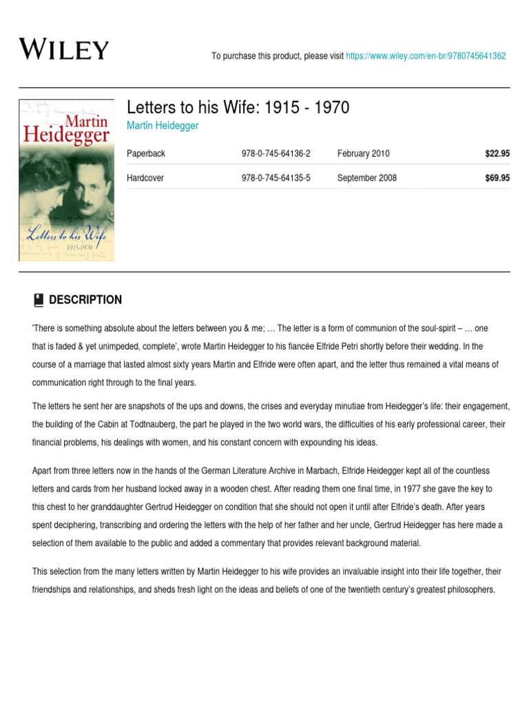 Wiley - Letters To His Wife - 1915 - 1970 - 978-0-745-64136-2 | PDF