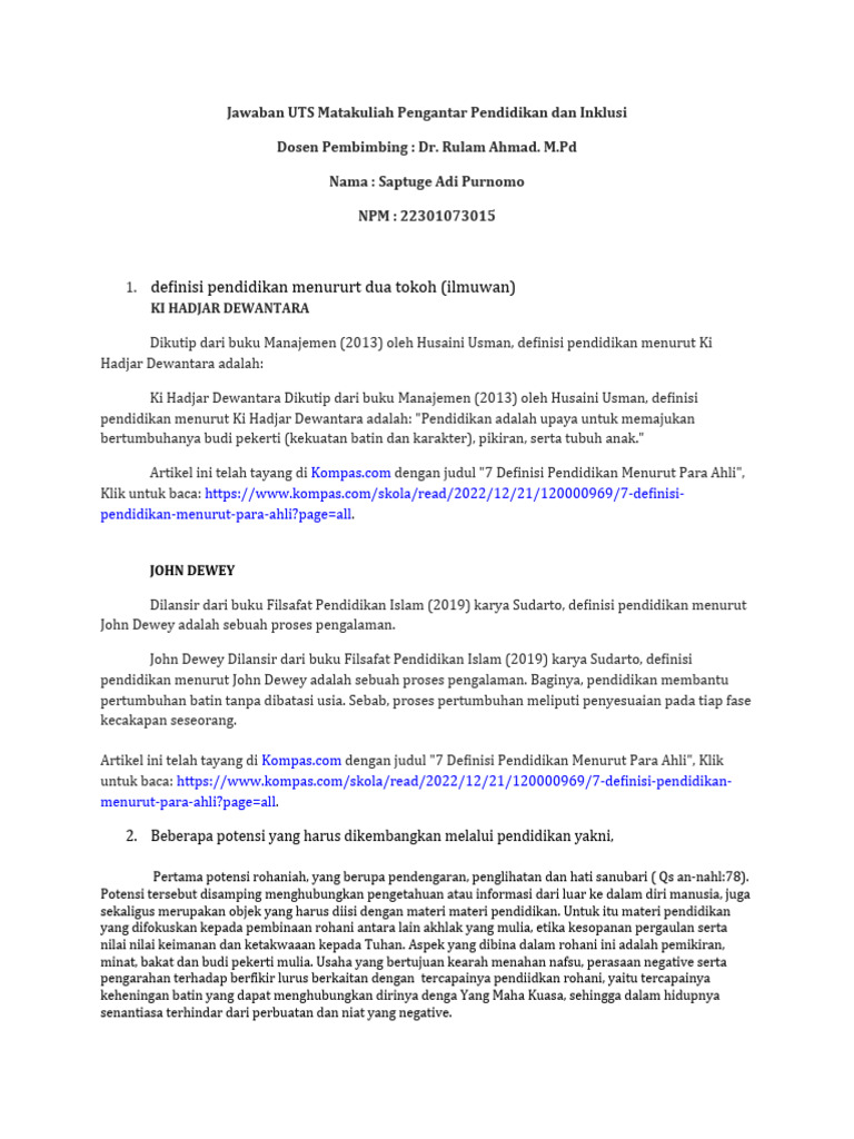 Definisi & Potensi Pendidikan | PDF | Karier & Perkembangan
