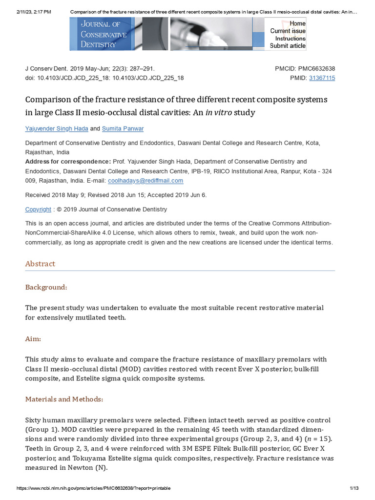 Comparison of The Fracture Resistance of Three Different Recent ...