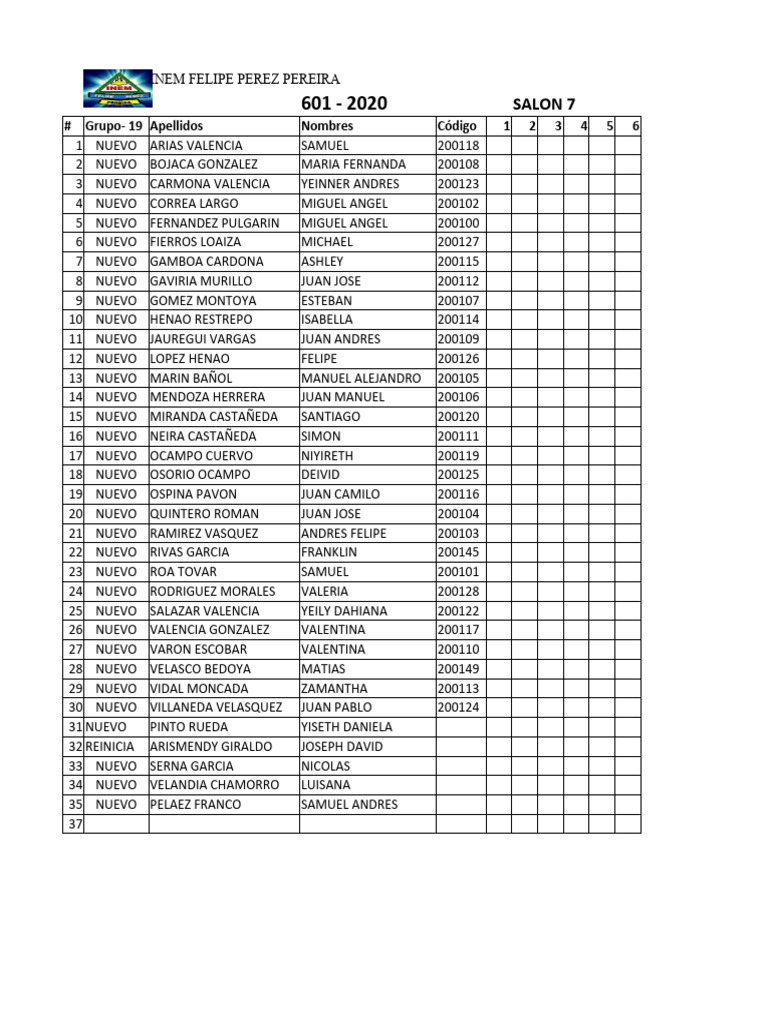 LISTAS 2020 GRAD.6°, 8°, 10° (14-01-20) (1) Nuevo | PDF