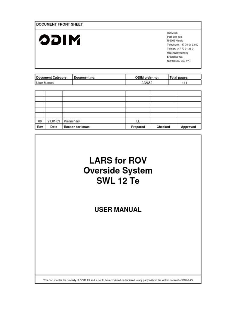 ROV Winch System User Manual | PDF | System | Manufactured Goods
