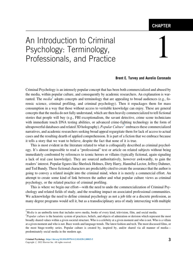 Chapter 1 - An Introduction To Criminal Psychology Termino - 2022 ...