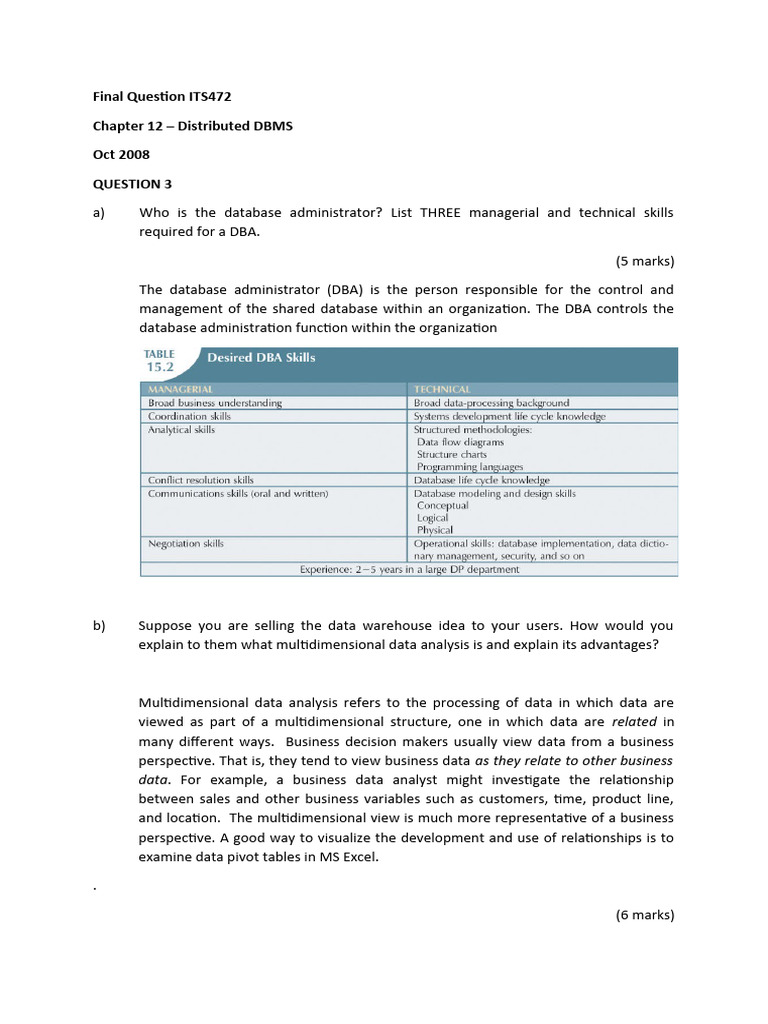 Distributed DBMS Exam Guide | PDF | Databases | Relational Model