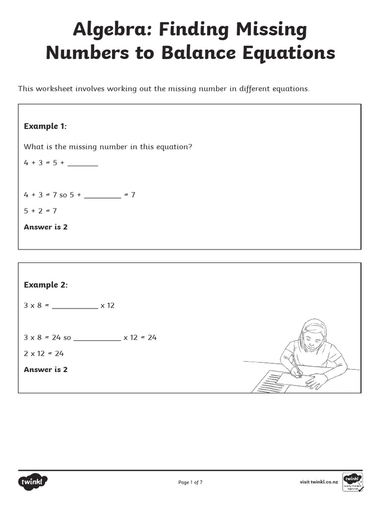 Missing Numbers in Algebra Equations | PDF | Equations | Algebra
