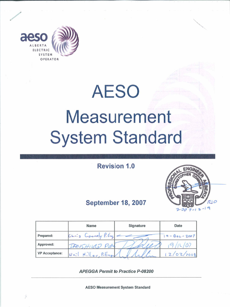 Alberta Electric System Measurement Standards | PDF | Verification And ...
