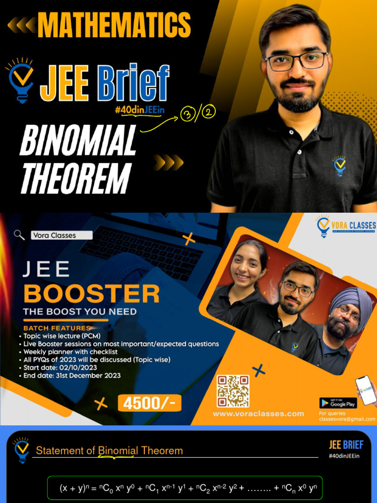Binomial Theorem by NV Sir - JEE Brief | PDF | Teaching Methods & Materials