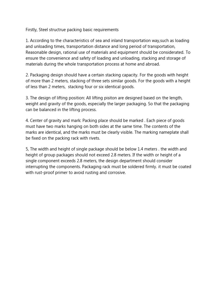 Steel Structure Packing Guide | PDF | Packaging And Labeling | Transport