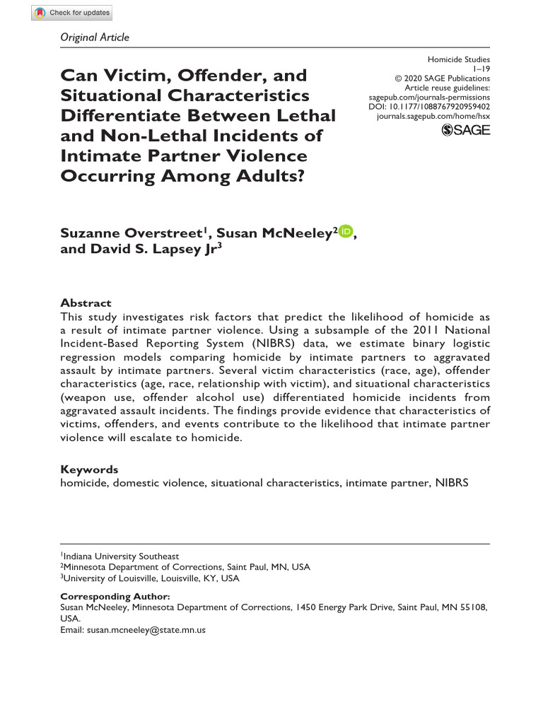 Can Victim, Offender, and Situational Characteristics Differentiate ... Can Victim, Offender, and Situational Characteristics Differentiate ...