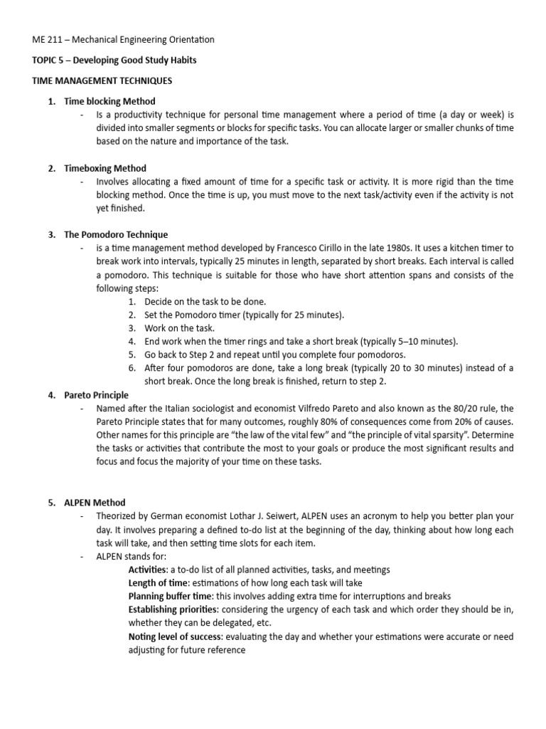 ME-211 ME Orientation | PDF | Time Management | Professional Skills