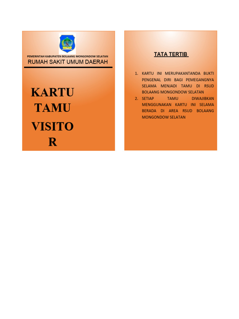 Kartu Tamu Visitor | PDF