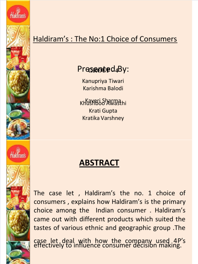 Marketing Presentation On Haldiram Case Study | Download Free PDF | Entertainment | Private Sector
