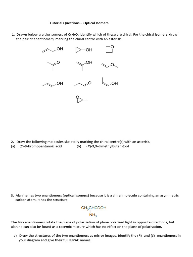 Optical Isomers and Chiral Molecules Guide | PDF | Teaching Methods ...