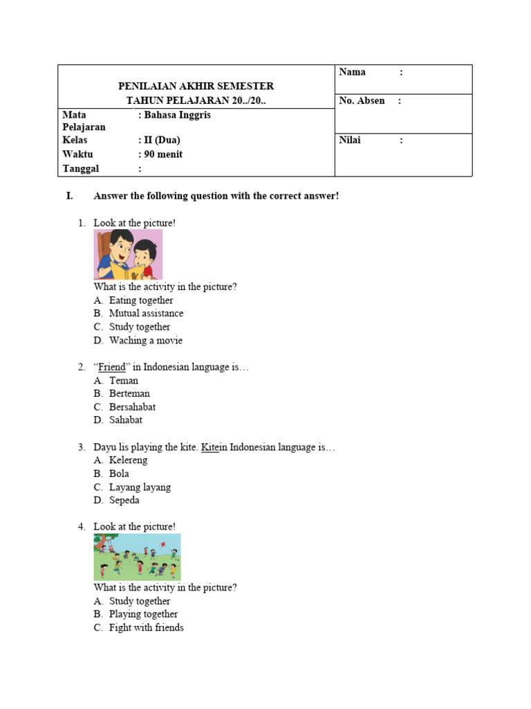 Bahasa Inggris Kelas 2 Sem 1 | PDF