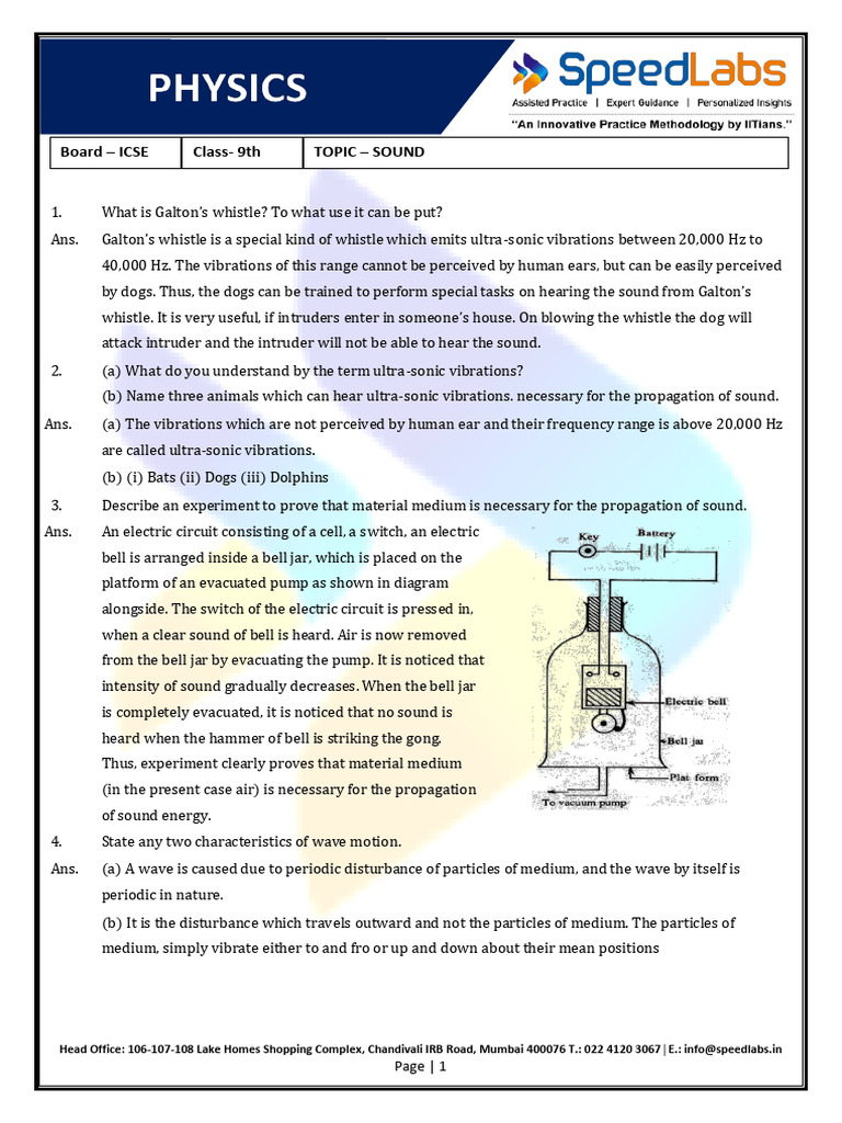 Propagation of Sound Waves - Solved Examples - Solved Example - ICSE - 1 | PDF | Sound | Frequency