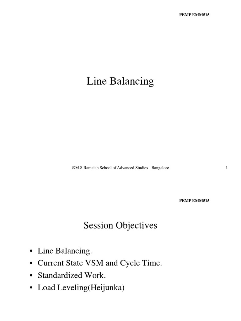 Line Balancing Line Balancing: Pemp Emm515 | PDF | Production And ...